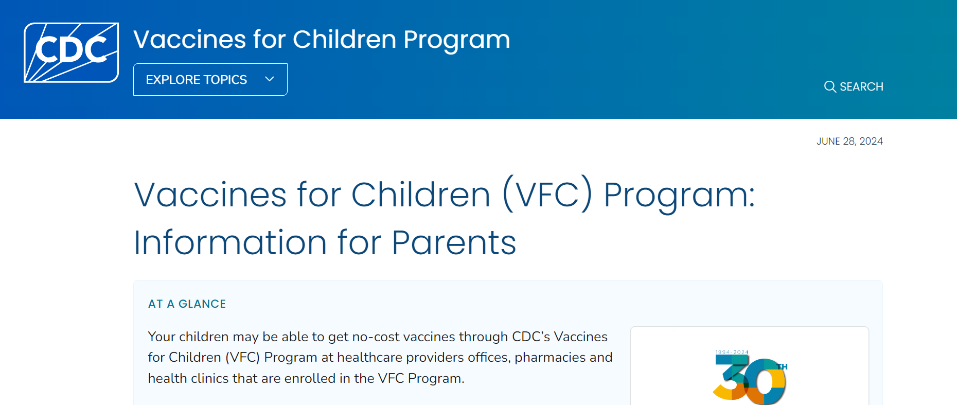 Factsheet: Vaccines for Children (VFC) Program - Information for Parents and Guardians | Vaccine ...
